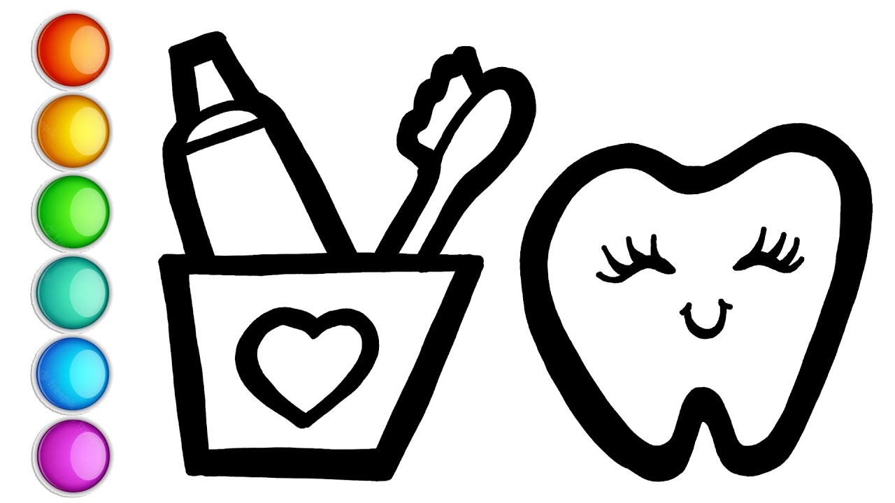 HOW TO DRAW TOOTH AND ORAL HYGIENE 💗 TOOTH AND ORAL HYGIENE EASY ...