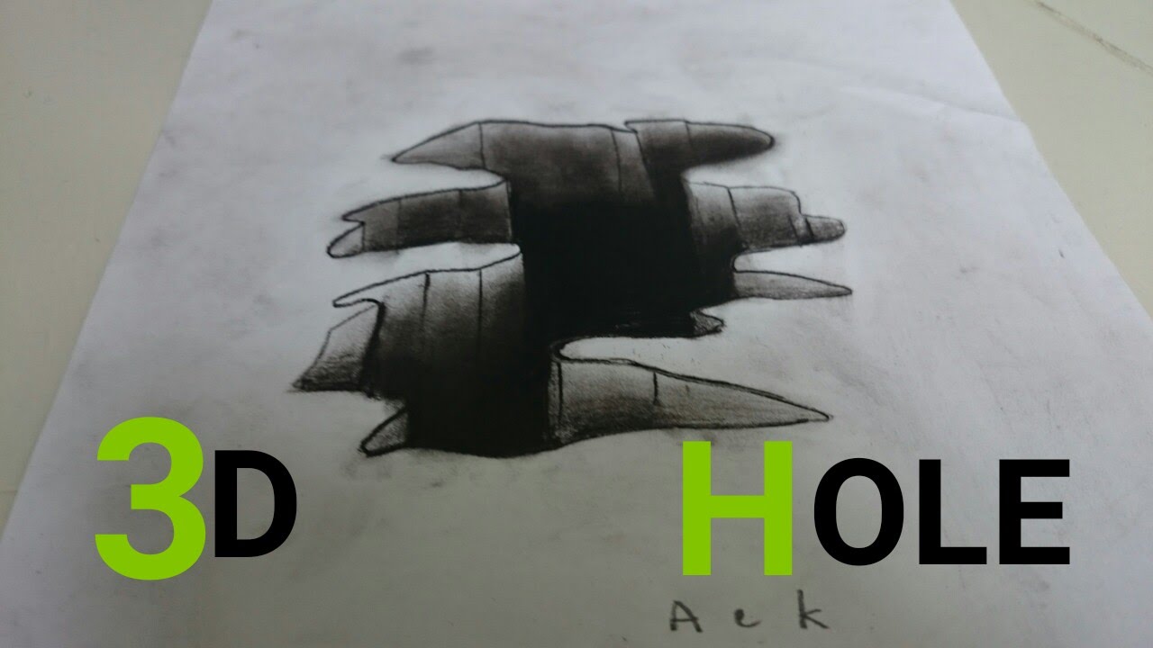 How to draw a 3D Anamorphic illusion: Hole - YouTube