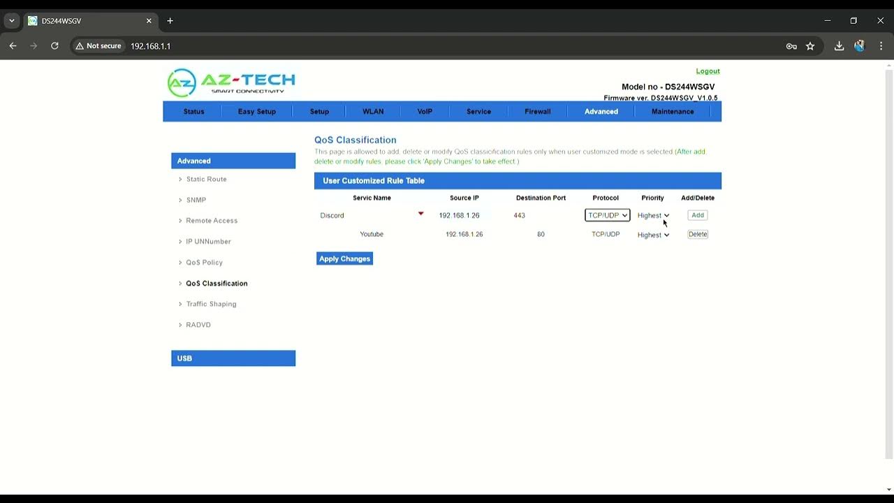 How to configure QOS (DS244WSGV) - YouTube