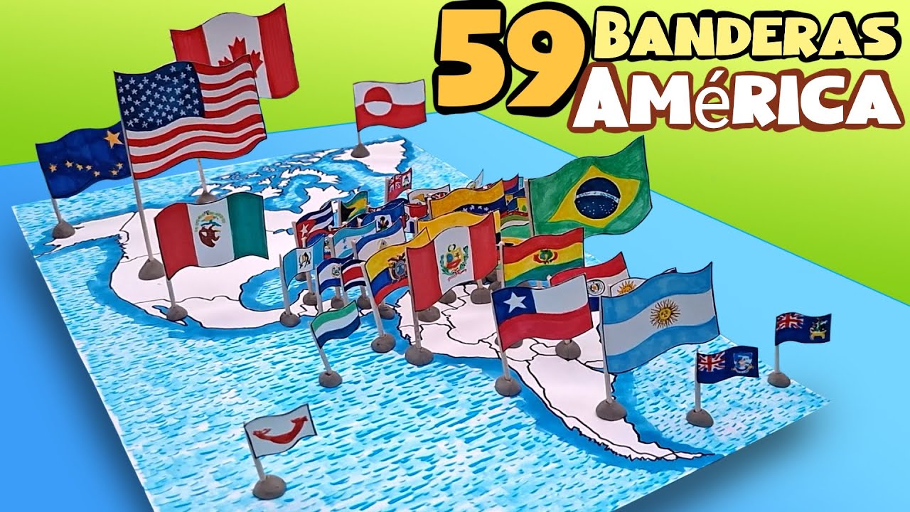 👉Haz el Mapa de América COMPLETO 🌎con Banderas en Miniatura 🏳️| Arte y ...