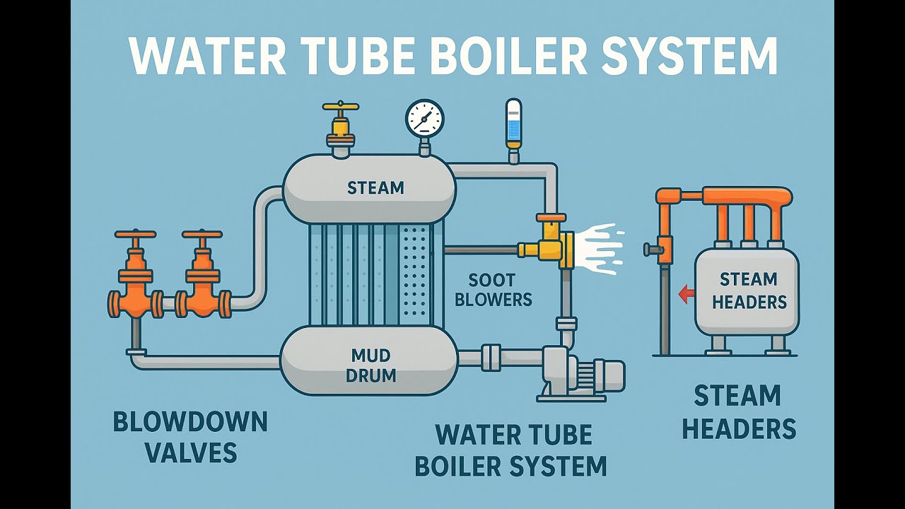 Water Tube Boiler System Blowdown Valves Soot Blowers & Steam Headers ...