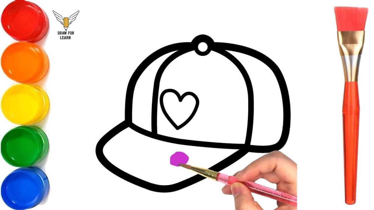 How to Draw cap drawing, Painting and Coloring for Kids & Toddlers ...