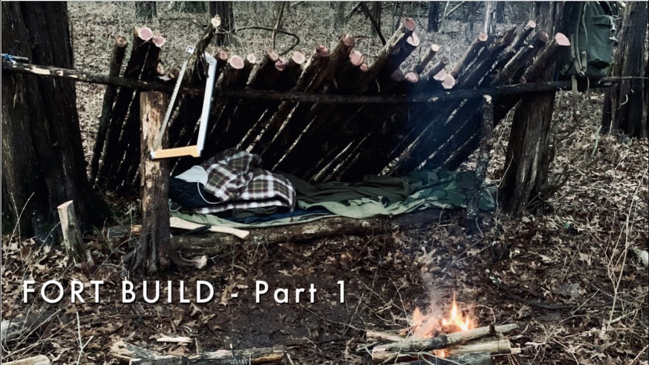 Bushcraft Shelter Build... It's just a fort. - YouTube