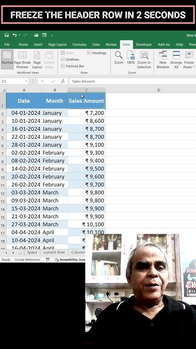 Freeze Header Row in Excel with Shortcut | ALT + W + F + R Explained # ...