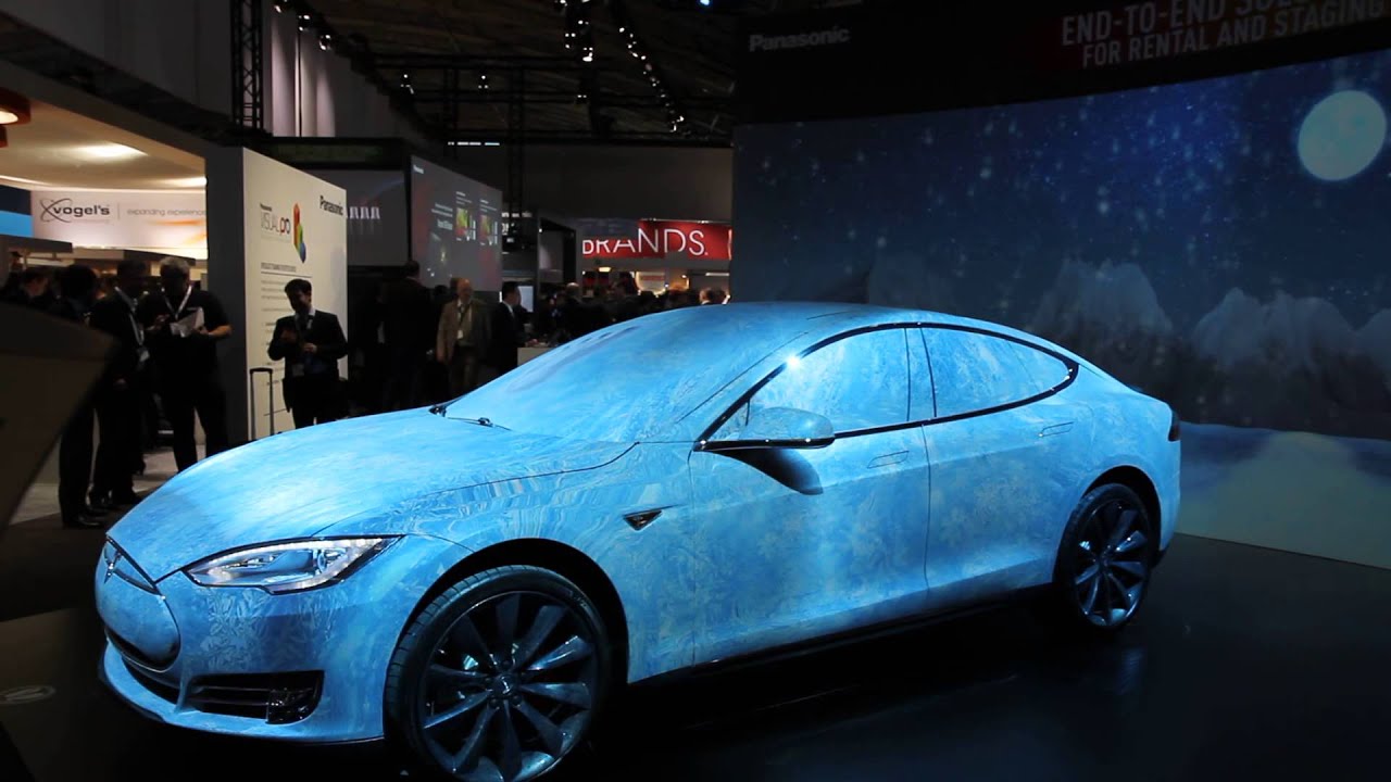 ISE 2015 Panasonic projection mapping on Tesla Model S - YouTube