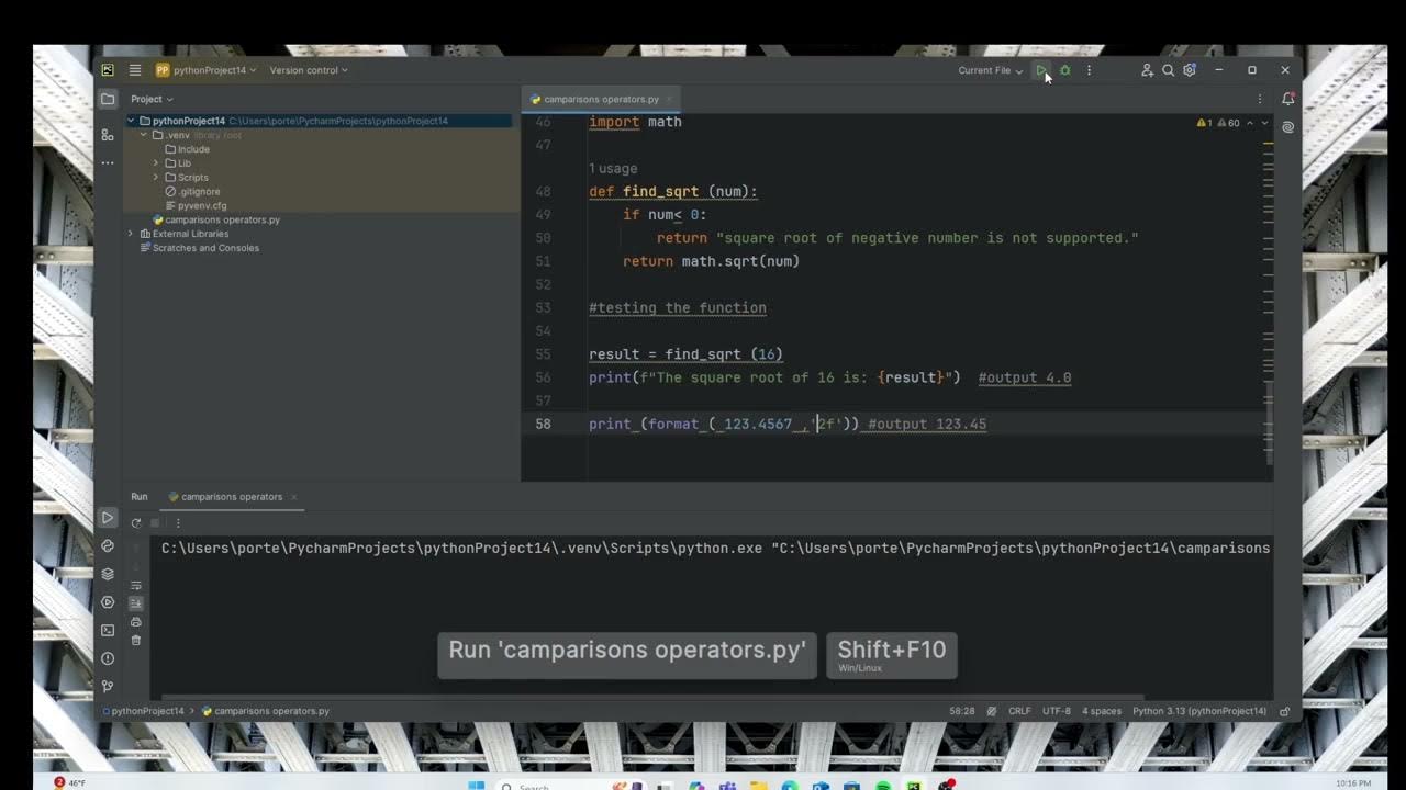 python using PyCharm lesson 3-part 3 math formatting numbers - YouTube