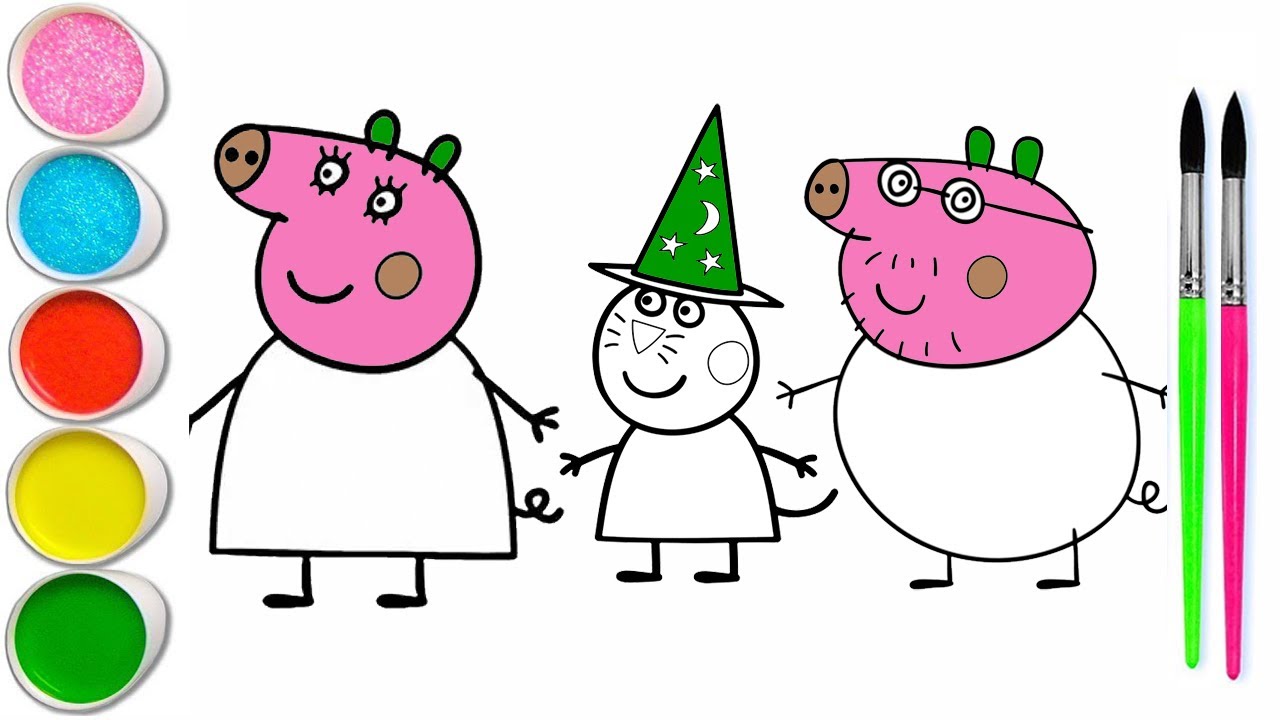 How to draw Peppa Pig painting for kids | Peppa Pig George Pig easy ...