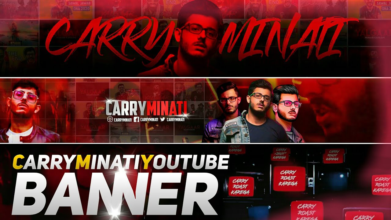 @CarryMinati YouTube Banner Competition Submission #1 | KRISHNAN MUSIC @Brainy Ideas @Jobless ...