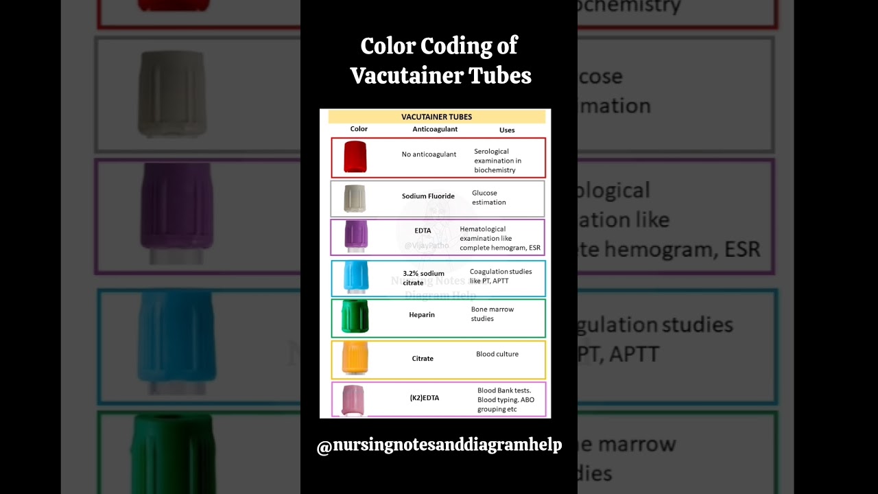 Blood Test Tube Color Chart Uk