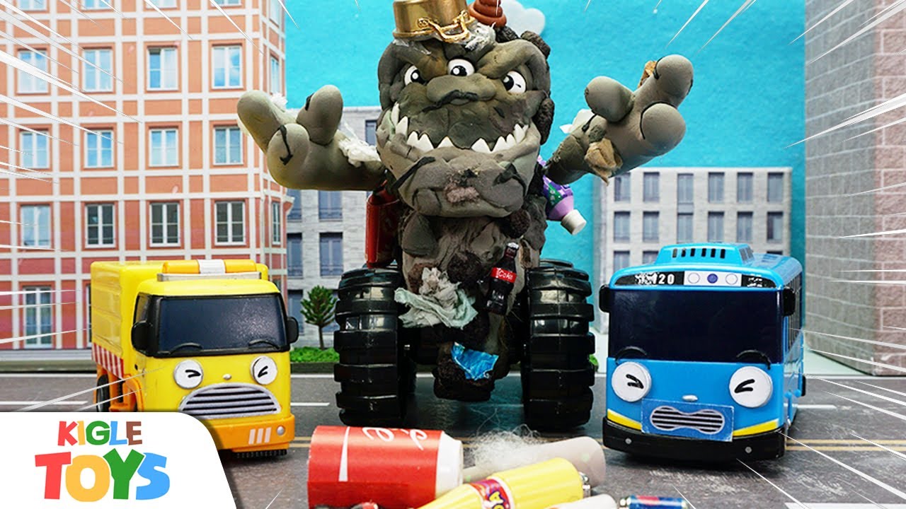쓰레기 유령이 나타났어요 타요 장난감 청소차 경찰차 소방차 구급차 앰뷸런스 몬스터 폴리스 Kigle Toys