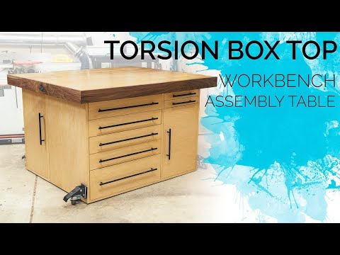 Torsion Box Workbench & Assembly Table / Outfeed Table with Storage || How To Build - Woodworking