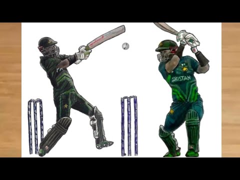 How to draw Cricketer batsman Mohammed Rizwan from Pakistan || Mohammed ...