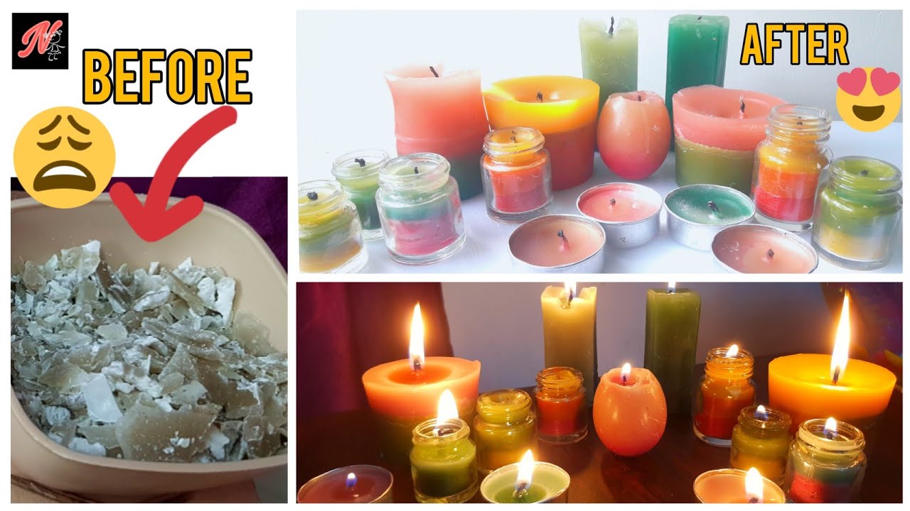 Candle making DIY|How to make candles at home |wax recycling|Christmas ...