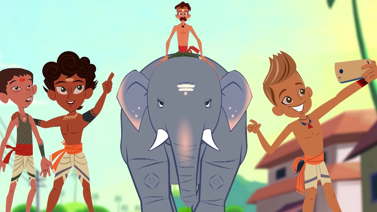 Kalari Kids - A Giant Elephant visit Kalari | Cartoons for Kids | Funny ...