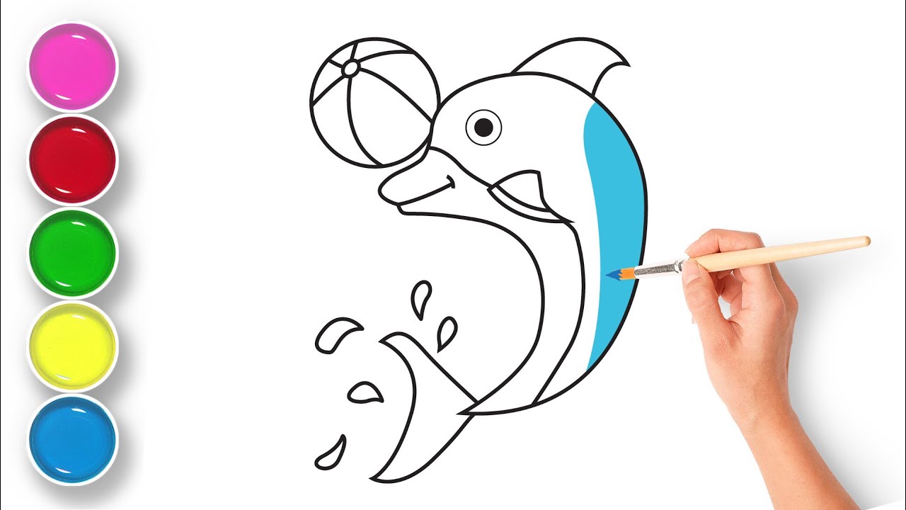 How to Draw & Paint Dolphin | Easy Drawing Tutorial - YouTube