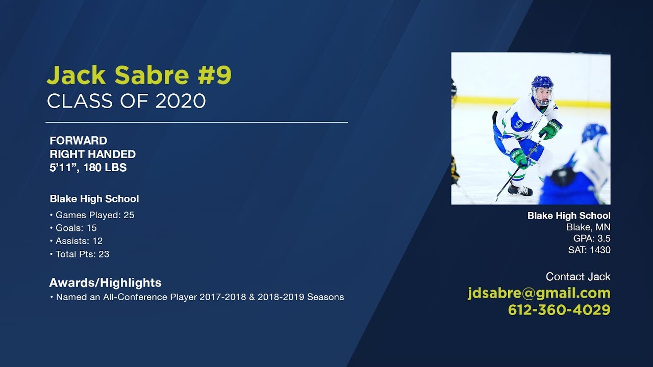 RR Jack Sabre Hockey - Class of 2020 - YouTube