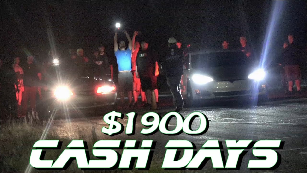 Gutted Tesla P100D Causes Problems - $1900 Cash Days Street Race - YouTube