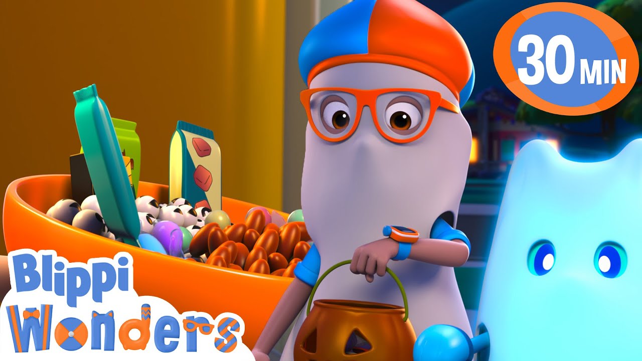 Blippi Goes Trick-or-Treating 🍭 Blippi Wonders | Halloween Cartoons For ...