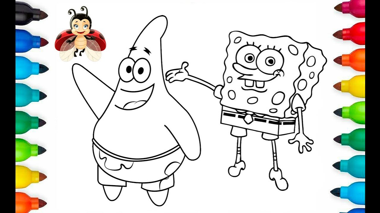 How to draw SpongeBob and Patrick/ Painting and coloring for kids and ...