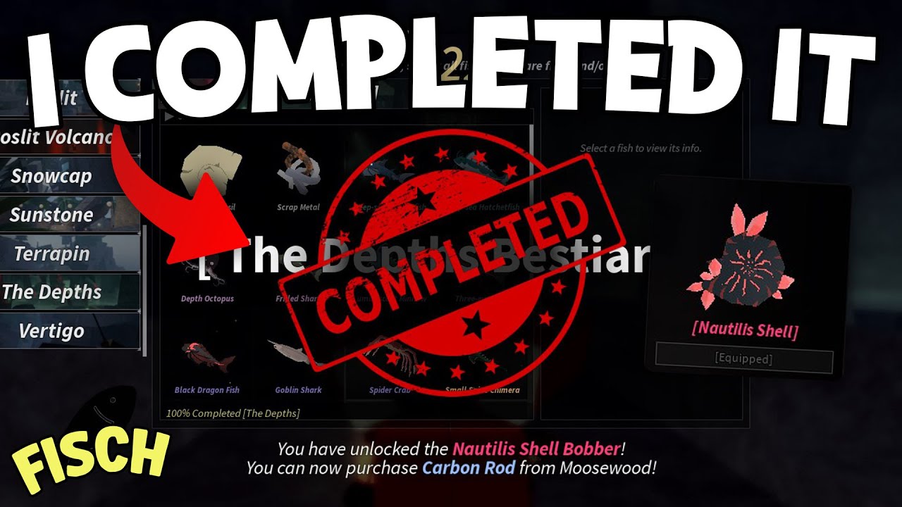FINISHING THE DEPTHS BESTIARY IN ROBLOX FISCH! - YouTube