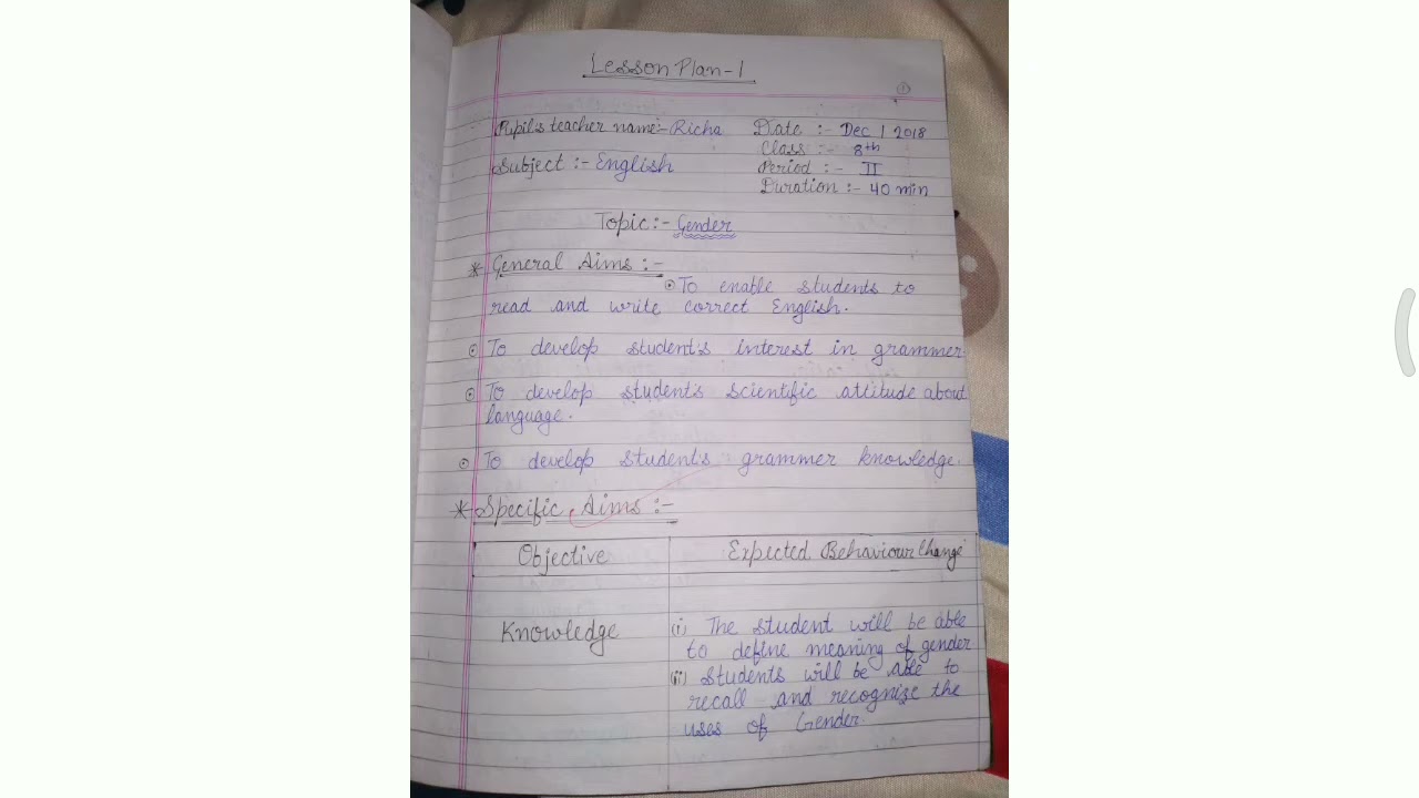 Gender Topic English Lesson plan 1 For B.Ed students - YouTube
