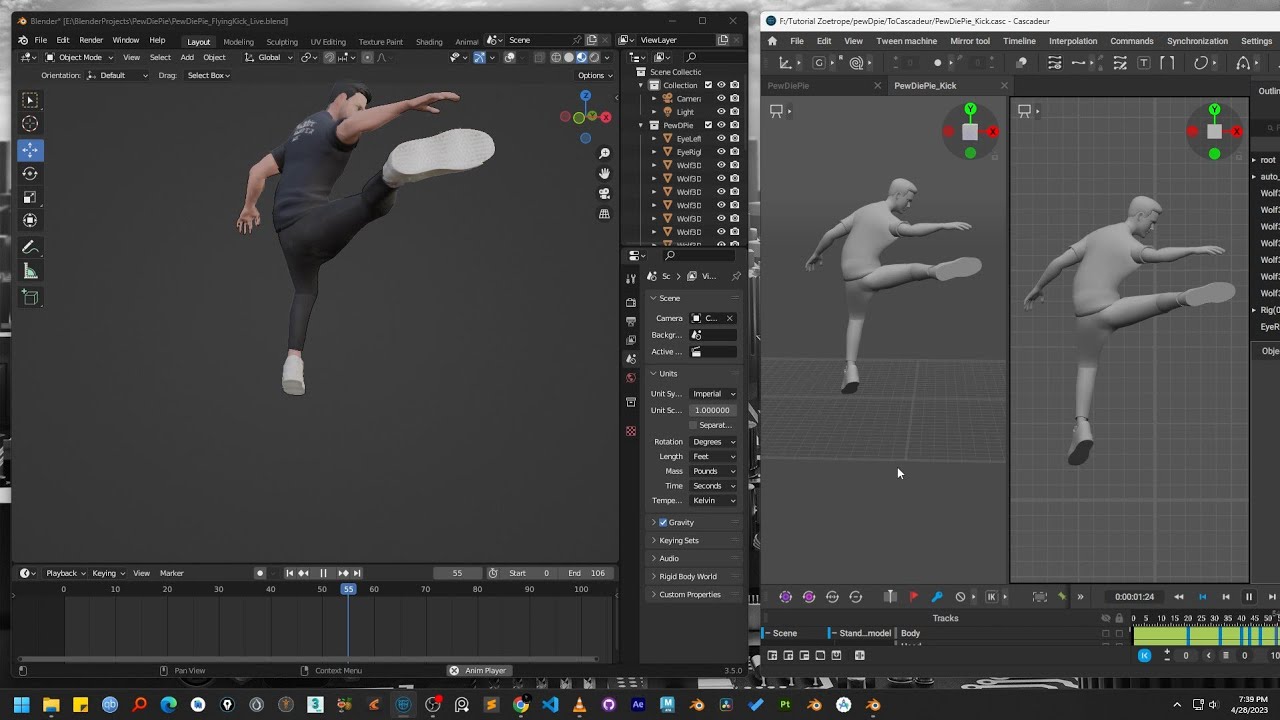 Character Animation Pipeline Cascadeur to Blender Animation Retarget ...