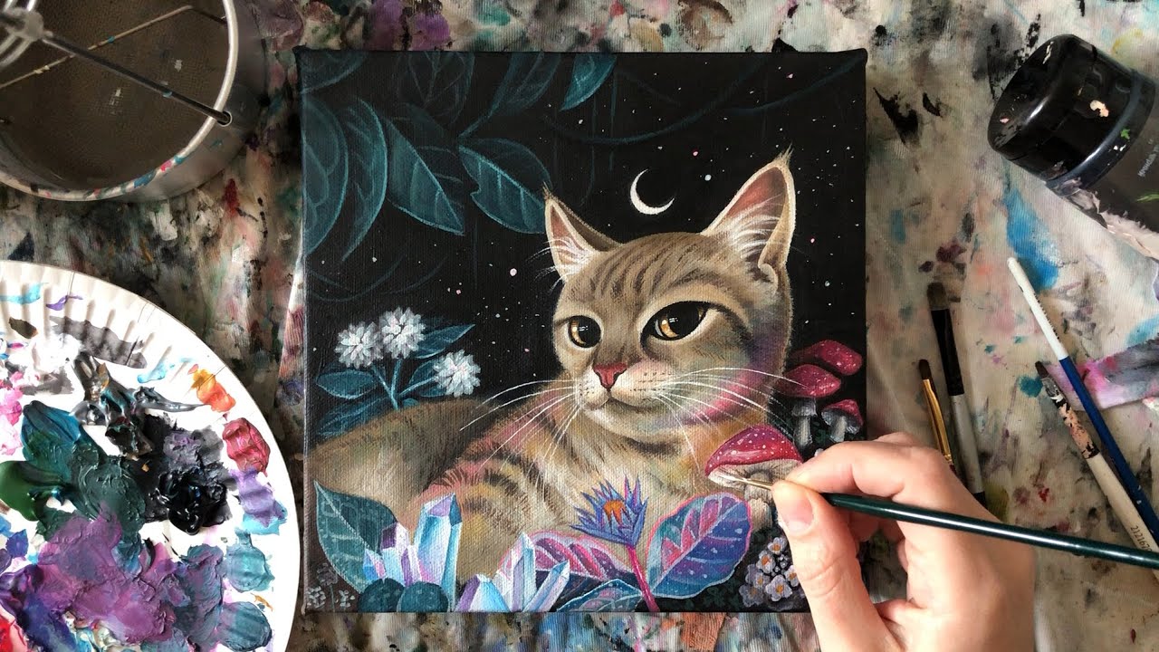 I Painted My Friend's Cat Wally [Step by Step Time-lapse] - YouTube