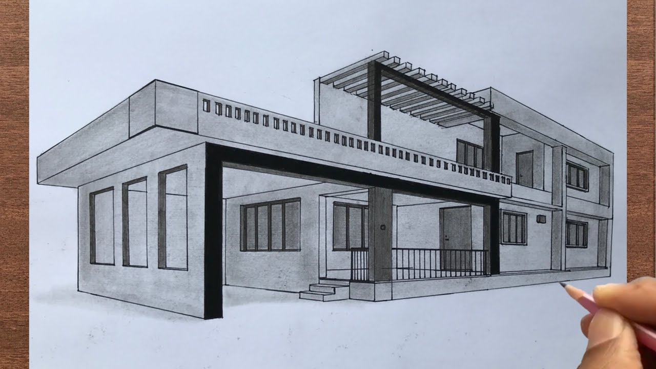 How to Draw a House in 2 Point Perspective - YouTube