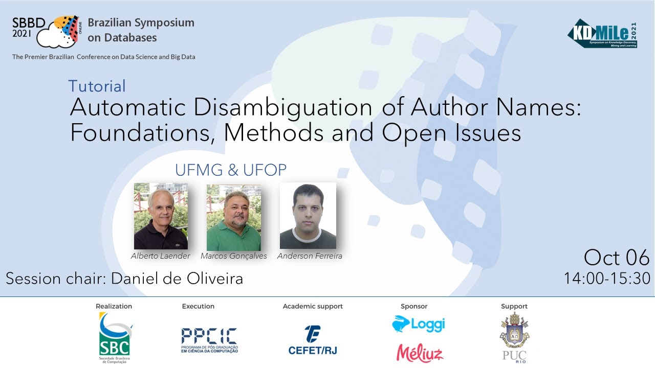 Tutorial 03: Automatic Disambiguation of Author Names: Foundations ...