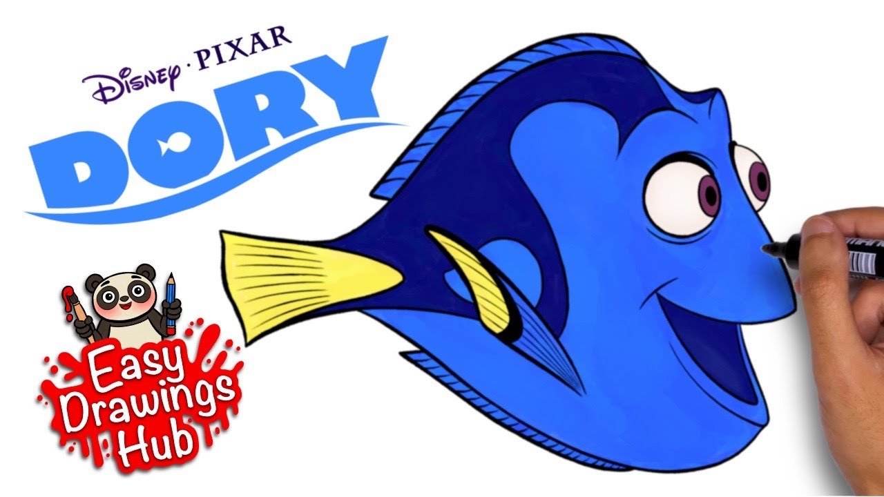 How to draw Dory from Finding Dory in 4 minutes - Easy Drawing - YouTube