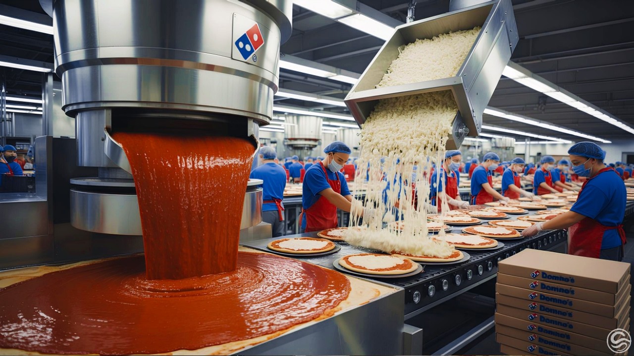 COSÌ la PIZZA DOMINO’S è PRODOTTA – TUTTO IL PROCESSO INDUSTRIALE - YouTube