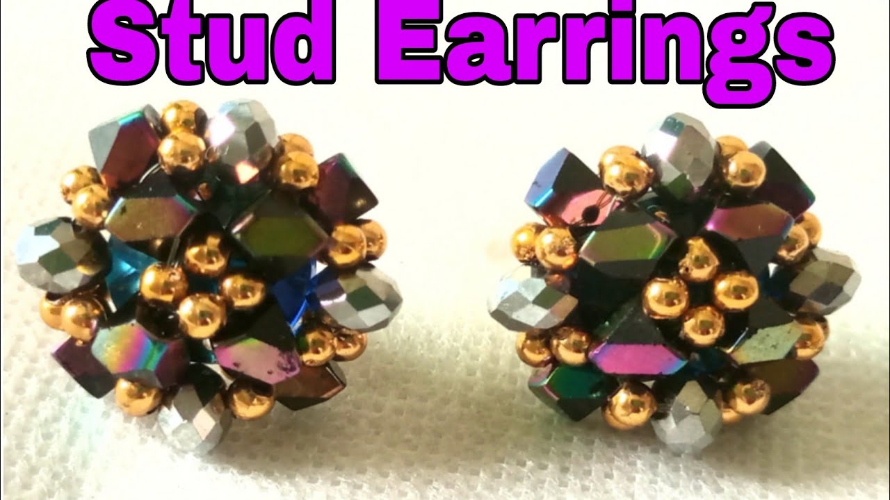 Simple Beaded Stud Earrings/How To Make Earrings/Easy Beading Tutorial ...