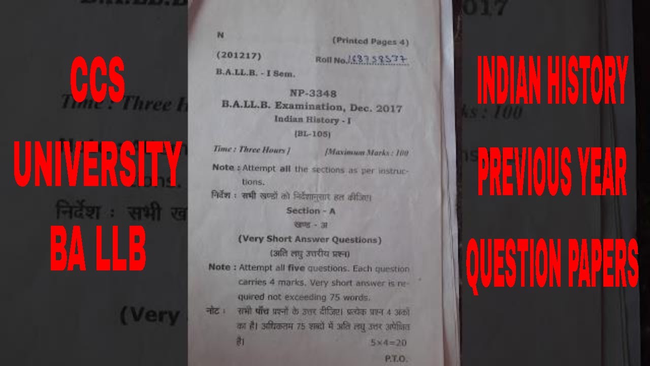 CCS UNIVERSITY BA LLB 1ST YEAR 1ST SEMESTER INDIAN HISTORY I ccs-university-ba-llb-1st-year-1st-semester-indian-history-i