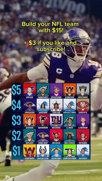 Build your NFL team with $15! + $3 if you like and subscribe! #nfl # ...