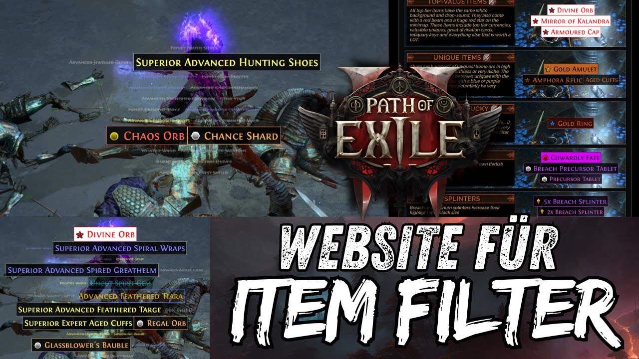 Einfach PoE 2 Item Filter folgen oder über Filterblade selbst erstellen ...