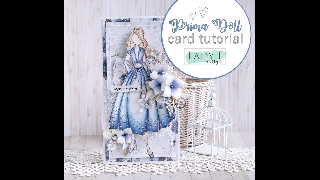 Card with Prima Doll & Handmade Paper Flowers / Step by step - YouTube