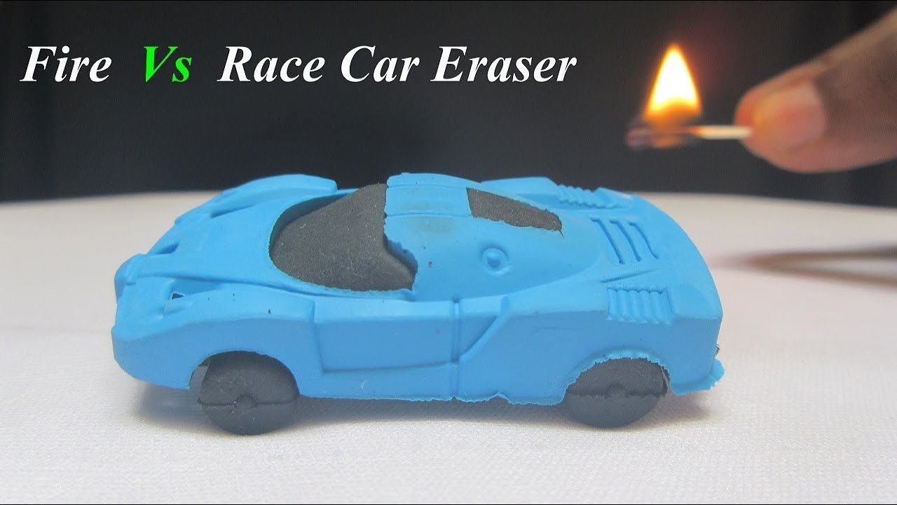 EXPERIMENT Fire Vs Blue Race Car Eraser Vs Camphor - YouTube