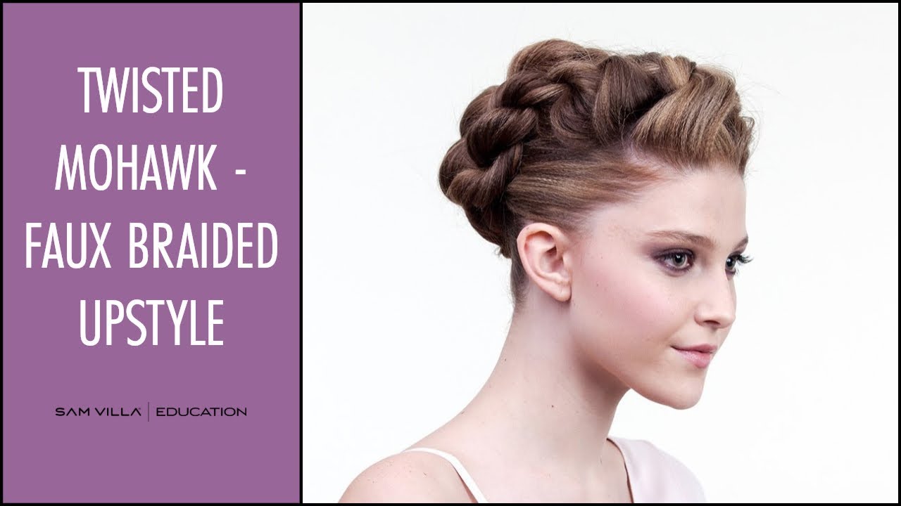How to create a twisted mohawk | faux braided updo - YouTube