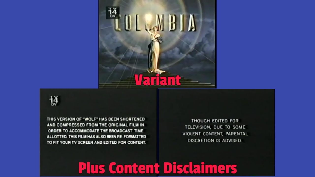 Columbia Pictures (Wolf variant, 1994) + Disclaimers (1997) - YouTube