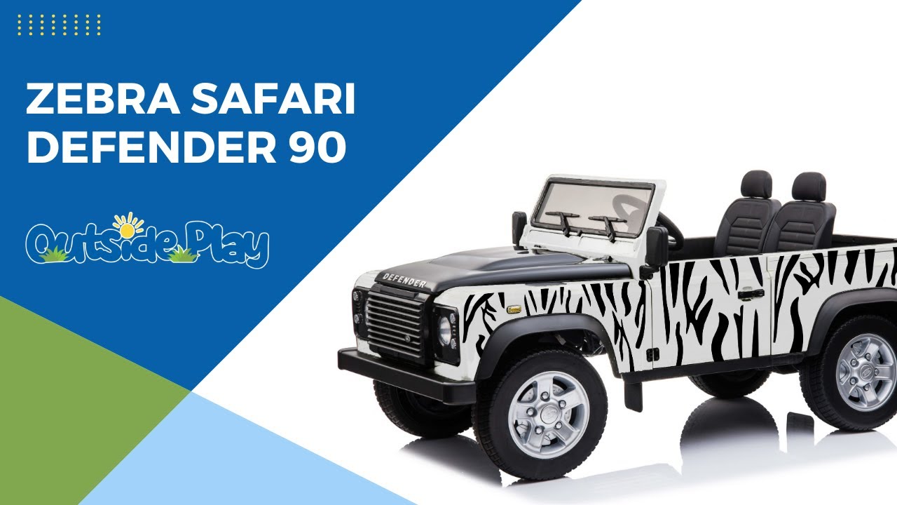 Zebra Safari Land Rover Defender 90 24V 4WD Kids Ride On Electric Toy ...