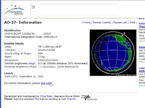 Getting AO-27 Satellite Tracking Info from Heavens-Above.com - YouTube