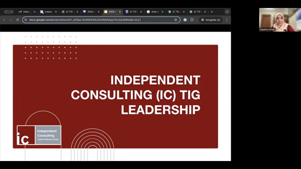 IC Topic Chat: Independent Consulting (IC) TIG Engagement with Naaima Khan - YouTube