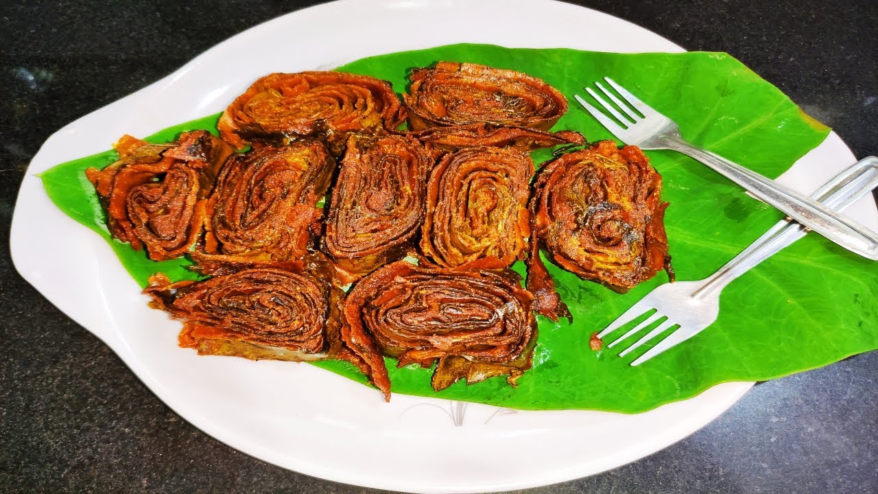 PATHRODE RECIPE | KESUVINA YELE RECIPE | COLOCASIA LEAVES RECIPE ...
