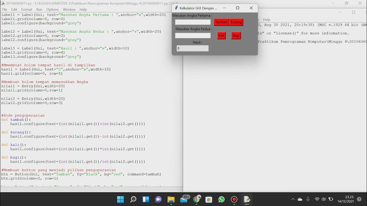 Membuat kalkulator sederhana dengan GUI di Python - YouTube