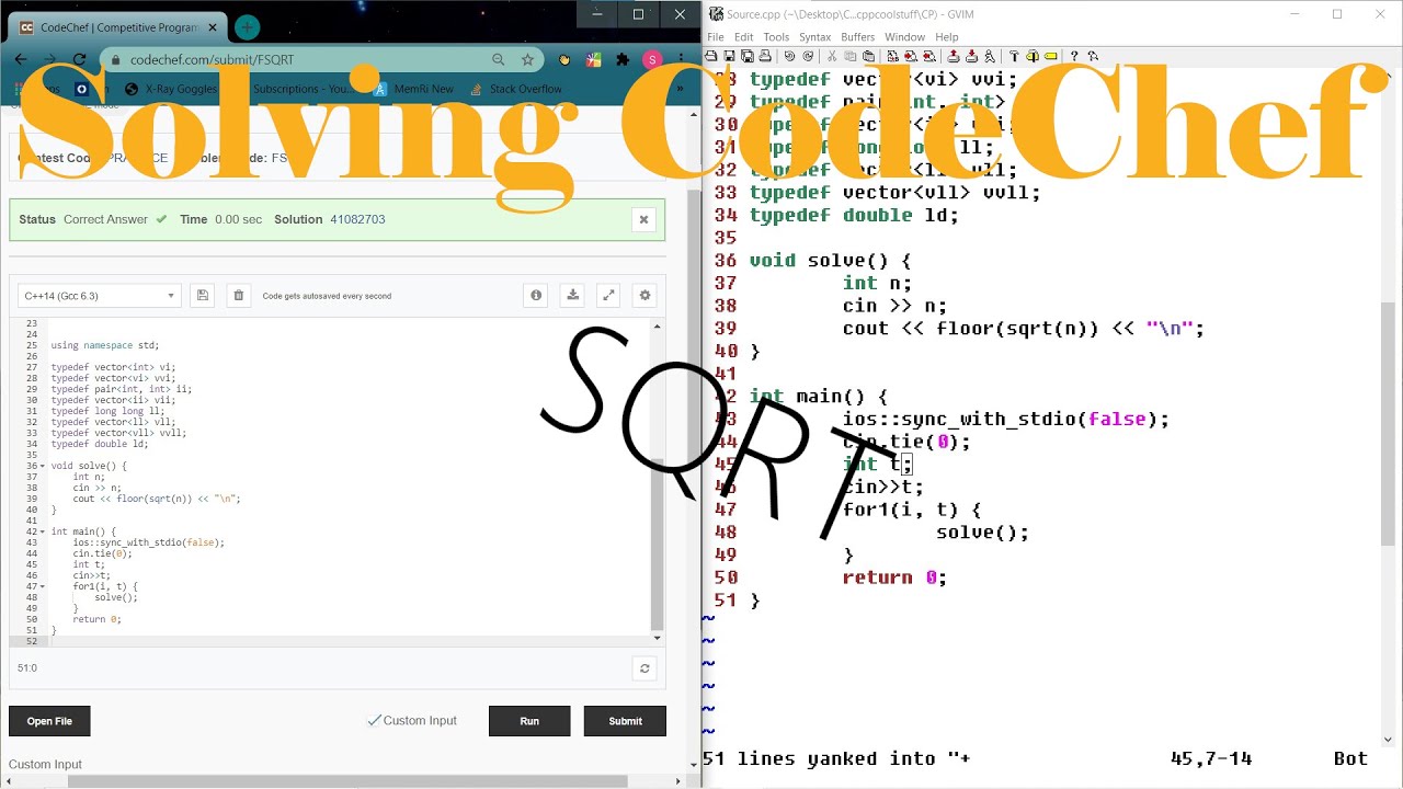 Solving Codechef Finding Square Roots Fsqrt Youtube 8636