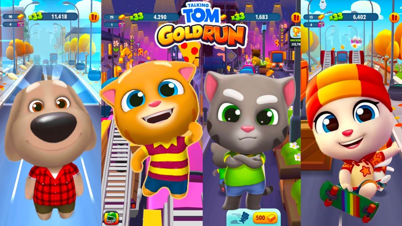 Talking Tom Gold Run Ben Dog x Ginger x Mr. Tom x Skater Angela in ...