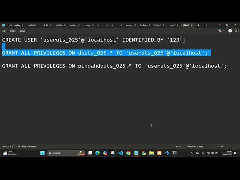 MySql User Account Management - Backing up & Restoring database MySql #utssmbd2025 #basisdata ...