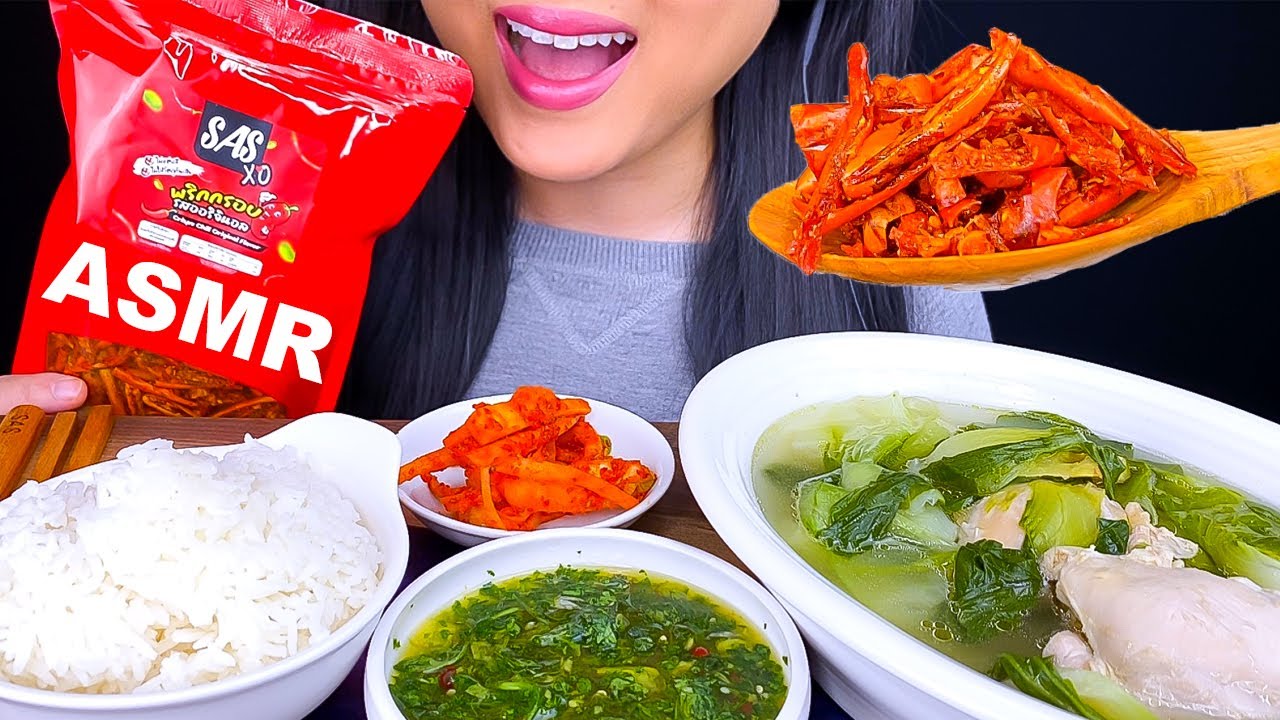ASMR CHICKEN & KIMCHI with SAS ASMR CRISPY PEPPERS | EATING SOUNDS ...