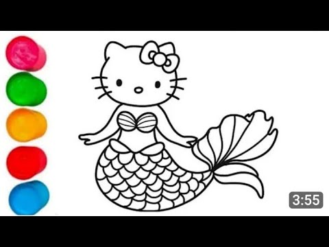How to draw Kitty Marmaid 🧜‍♀️ ️💙🌈| step-by-step kitty Marmaid Drawing kidsart for toddler - YouTube