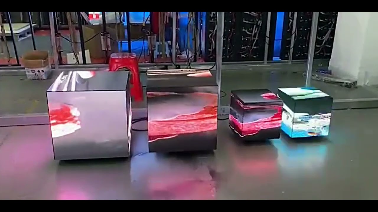 Cube LED display screen light box video advertising machine - YouTube